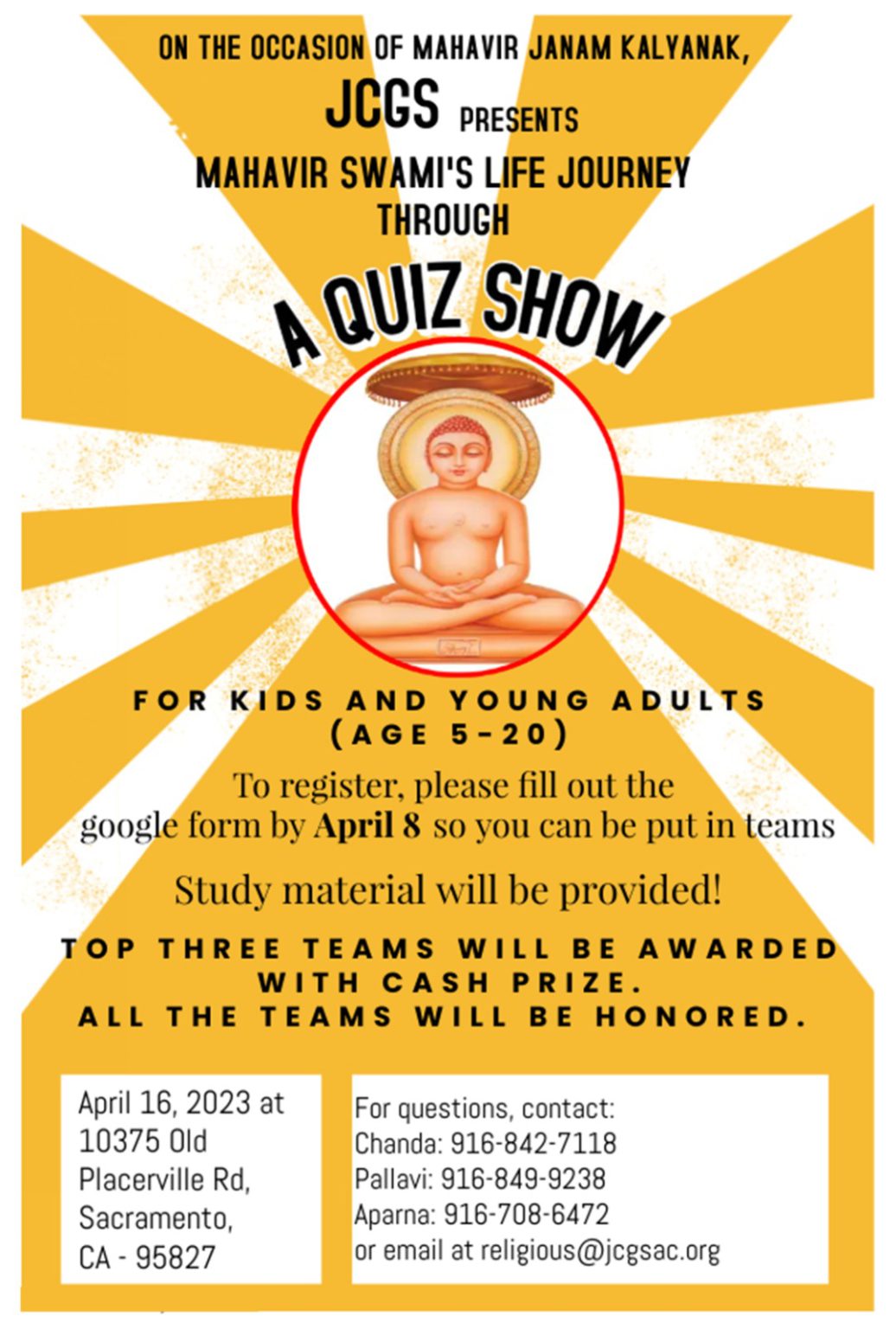 Mahavir Janam Kalyanak Quiz - Jain Center of Greater Sacramento